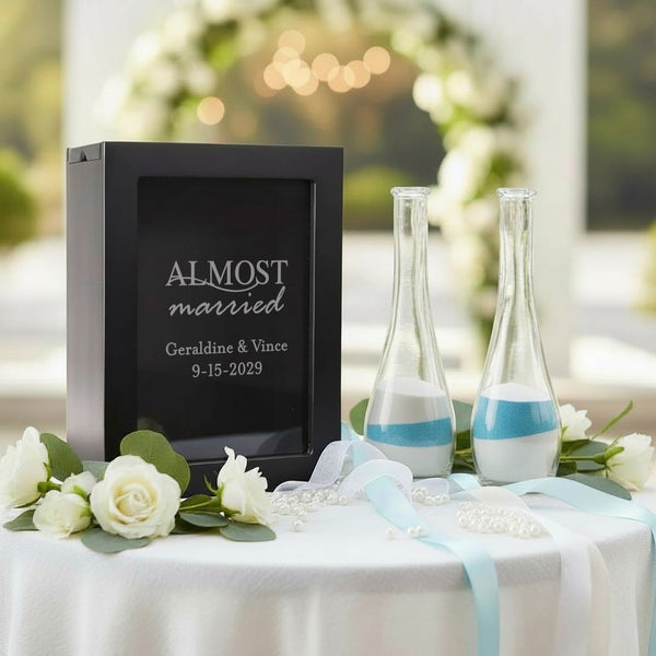 Almost Married Sand Ceremony Set, Personalized 3-Piece Wedding Shadow ...