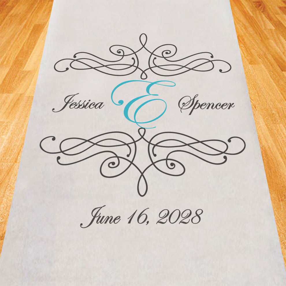 Elegant Script Monogram Personalized Wedding Aisle Runner – The Abby ...