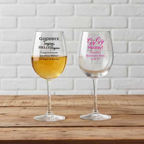 Retirement Personalized Wine Glass with Stem - Set of 24 – The Abby ...